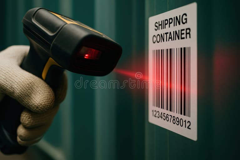 Barcode Scanner Scanning Shipping Container Code for Inventory ...
