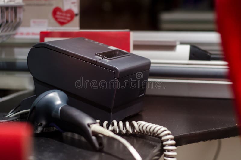 Barcode scanner in shop stock photo. Image of credit - 142274368