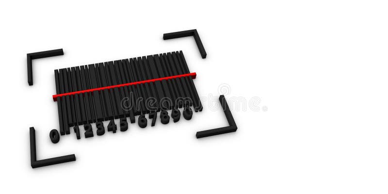 Barcode Scanning - Black and Red 3D Illustration - Isolated on White ...
