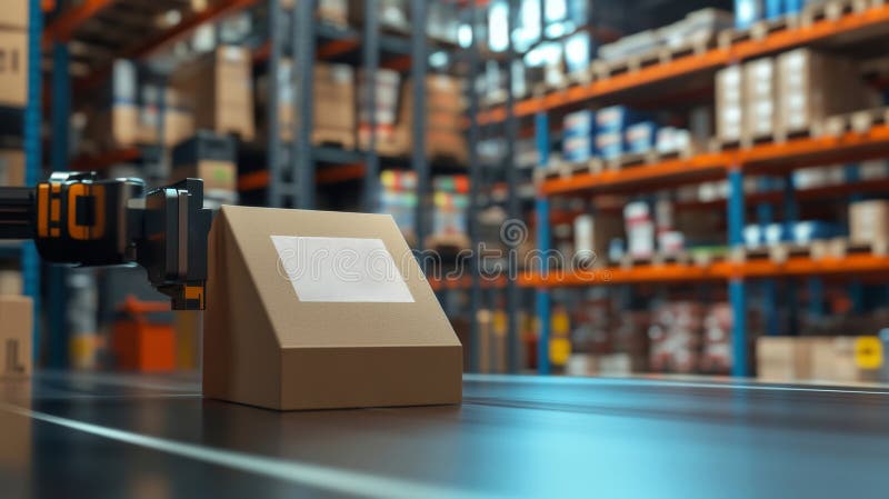 Barcode Scanning on a Package in a Warehouse Environment Stock ...