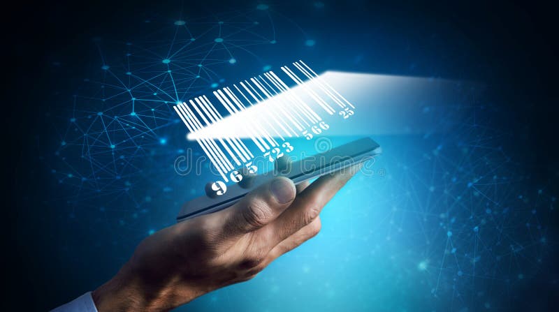 Barcode scanning by phone stock image. Image of data - 220116375