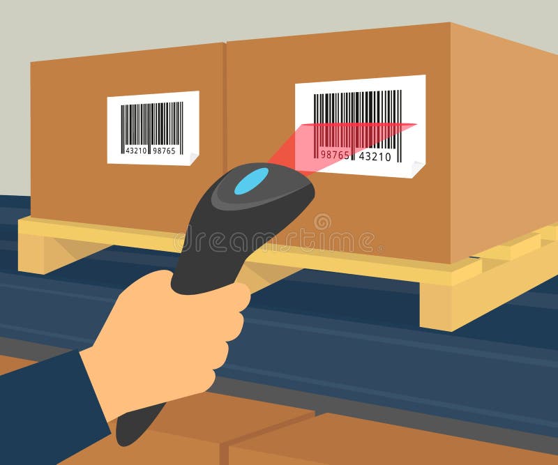 Barcode Scanning at the Warehouse Stock Vector - Illustration of order ...