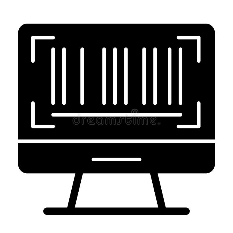 Barcode on Screen Solid Icon. Barcode on Computer Monitor Vector ...