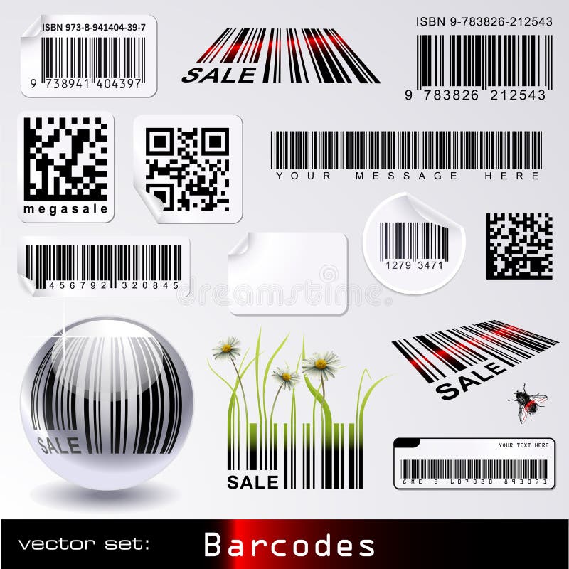 Barcode-set stock vector. Illustration of matrix, glass - 13208884
