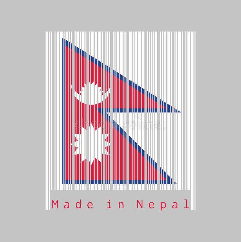 Barcode Set the Color of Nepal Flag, Two Red Blue Triangles with Moon ...