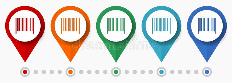 Barcode, Shop Concept Vector Icon Set, Flat Design Pointers ...