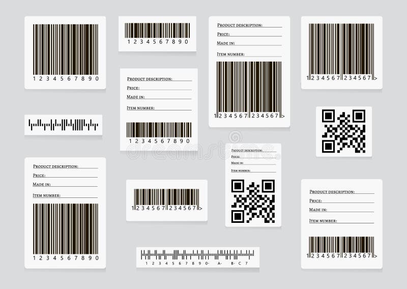 Barcode Sticker Set Vector. Stock Vector - Illustration of packaging ...