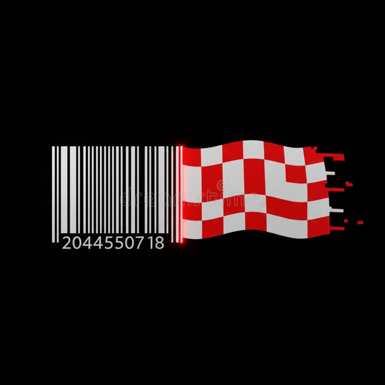 A Barcode Transitions into a Red and White Checkered Pattern Resembling ...