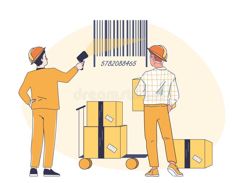 Barcode at Warehouse Vector Concept Stock Vector - Illustration of ...