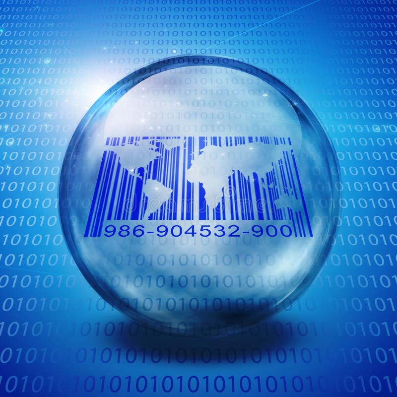 Barcode with world`s map stock illustration. Illustration of commerce ...