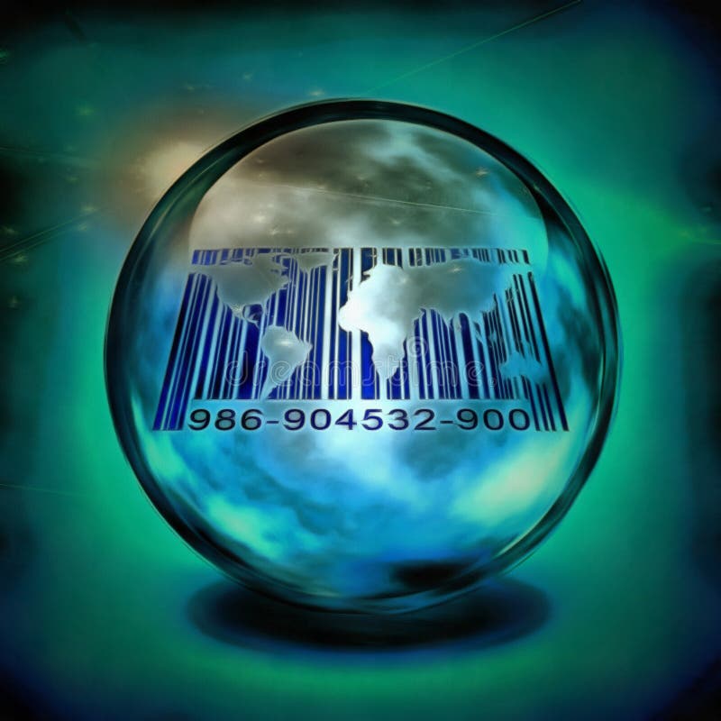Barcode with world`s map stock illustration. Illustration of commerce ...