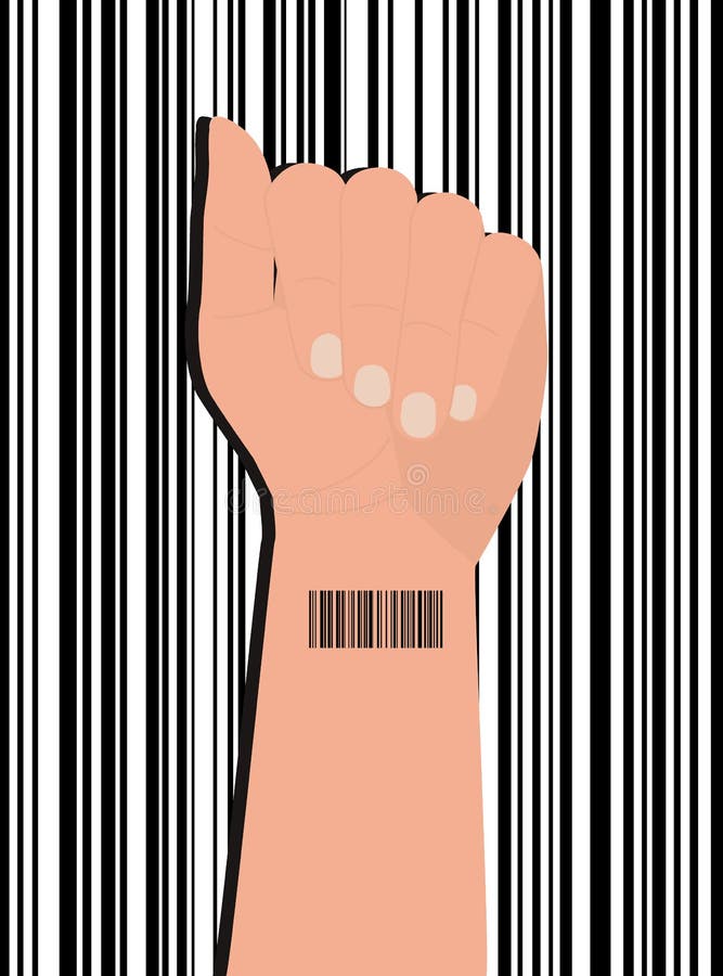 Barcode on Wrist of Human Hands. Concept of Global Digitalization and ...