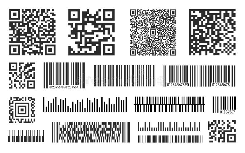 Barcodes. Black Barcode, Qr Code for Scanning. Coupon, Shopping Bag or ...