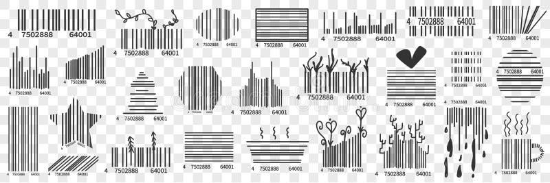 Barcodes on Packs Doodle Set Stock Vector - Illustration of hand, store ...
