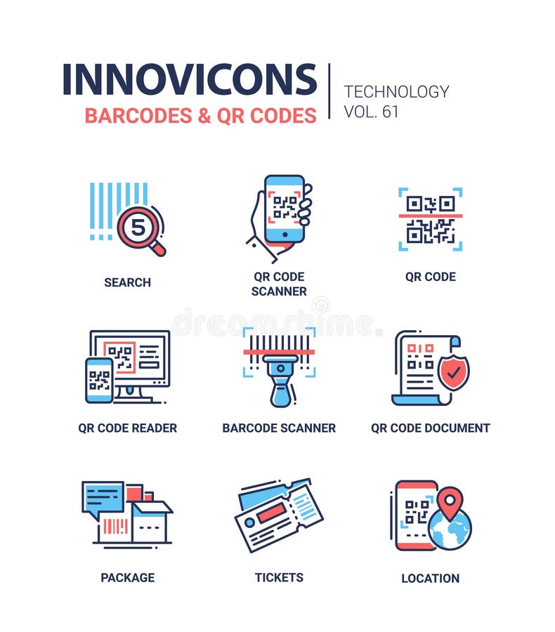 Barcodes and QR Codes - Line Design Icons Set Stock Vector ... Barcodes and QR Codes - Line Design Icons Set Stock Vector ...