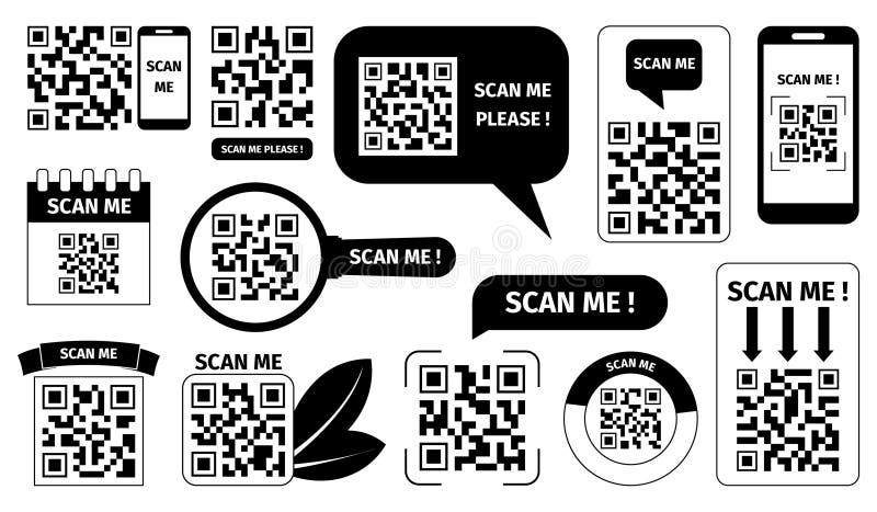 Barcodes for Scan. Qr Codes Badges, E Wallet, Digital Payment Template ...