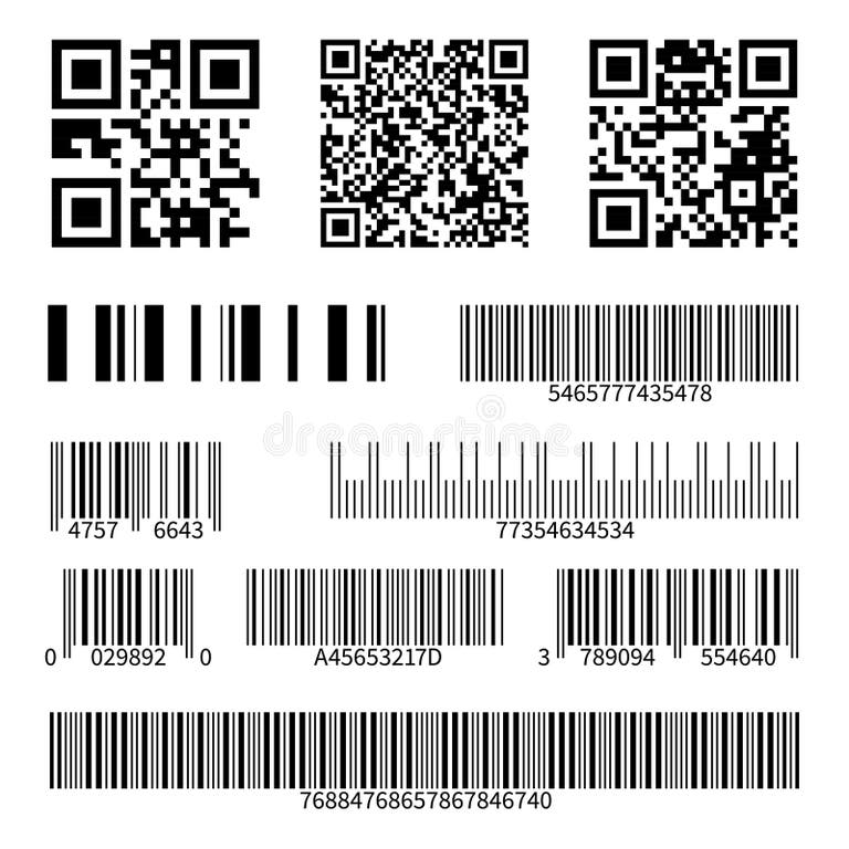 Barcodes. Supermarket Scan Code Bars and Qr Codes, Industrial Barcode ...