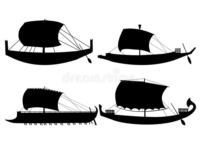 Barcos de vela antiguos ilustración del vector. Ilustración de griego ...
