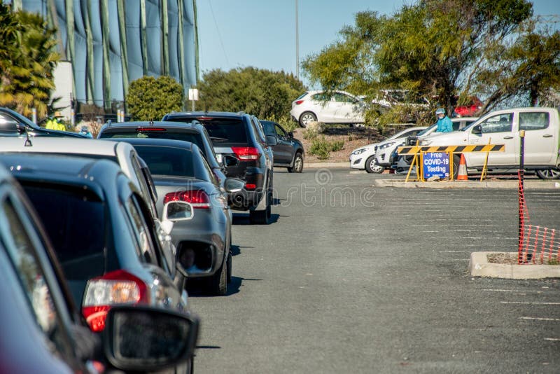 A Queue at COVID-19 Drive through Testing Clinic. NSW Outbreak ...