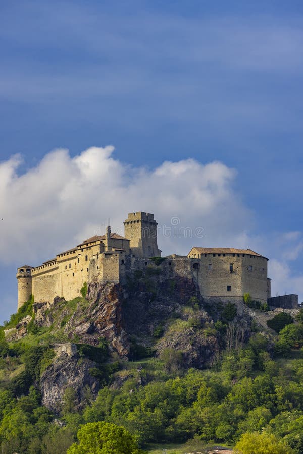 Bardi Castle (Castello Di Bardi) with Town, Province of Parma, Emilia ...