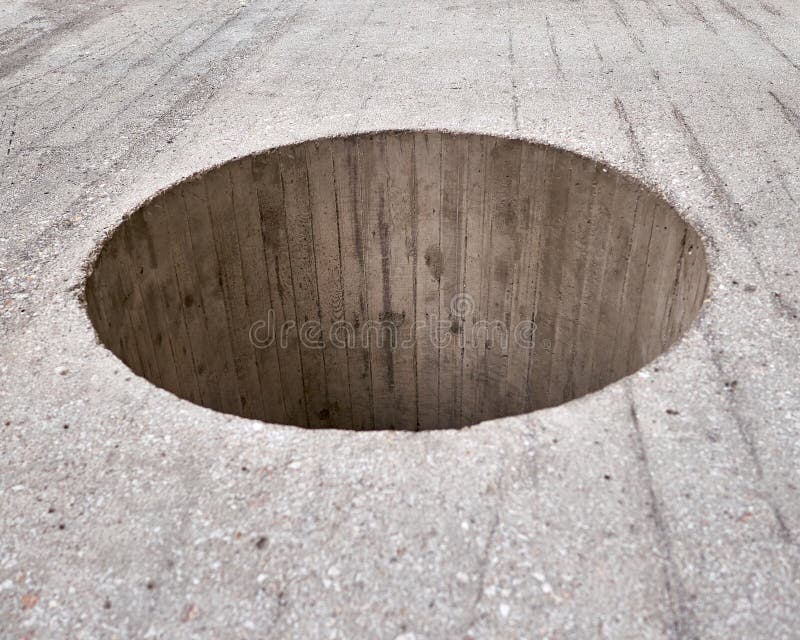 Bare Concrete Wall Surface with a Round Opening, Building Construction ...