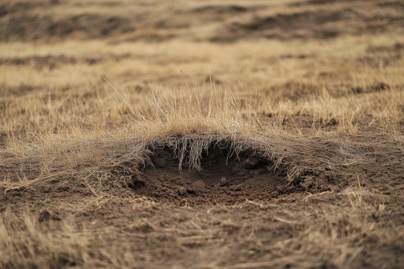 Bare Earth with Exposed Soil and Grass on Dry Field Surface Stock ...