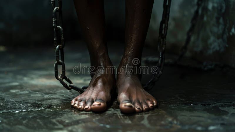 Bare Feet in Chains Powerful, Emotional Image Depicting Human Struggle ...