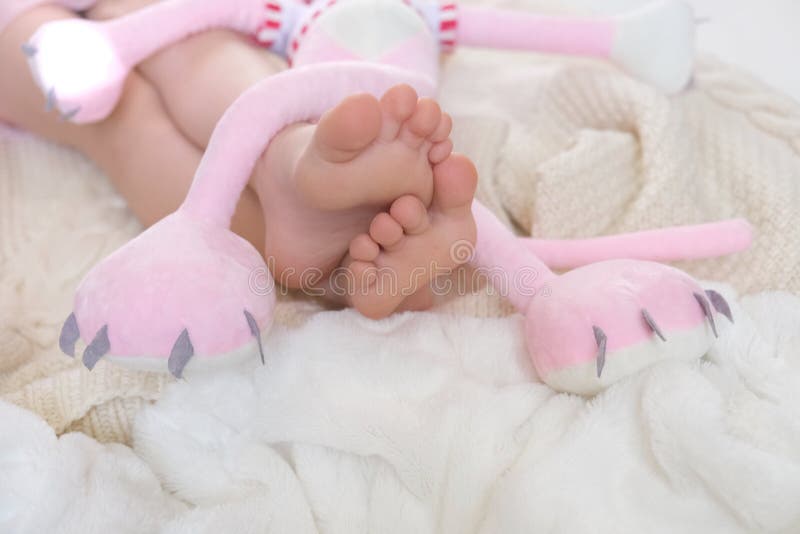 Bare Feet, Relaxing with Toy. Lazy Holiday Concept Stock Image - Image ...