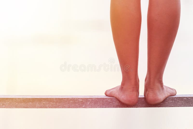 Bare Feet Standing on Wooden Bridge. Suicide Concept Stock Image ...