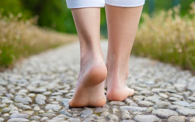 Bare feet on a stone way stock illustration. Illustration of feeling ...