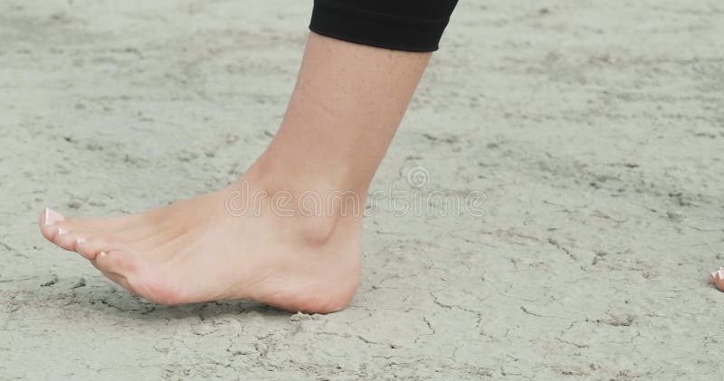 Man Feet Walk Barefoot in the Shallow Water Stock Video - Video of legs ...