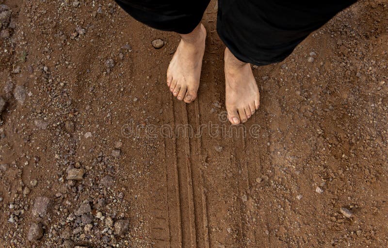 Bare Feet Walking on a Dirt Road in the Countryside Stock Photo - Image ...