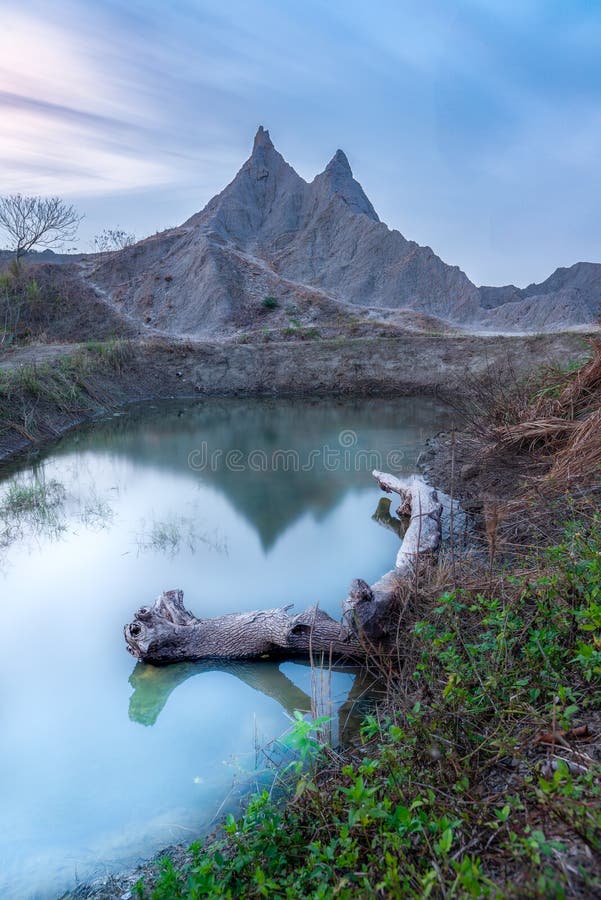Bare Hills, Pools, Dead Tree Trunks, a Primitive Wilderness Scene ...
