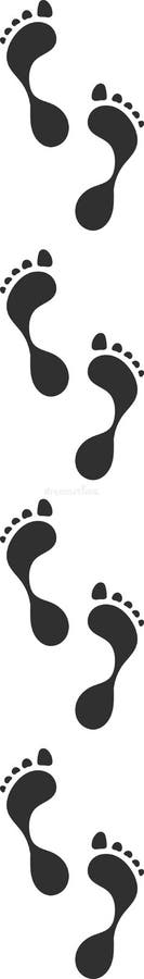 Bare Human Footprints Creating a Winding Path Across a White Background ...