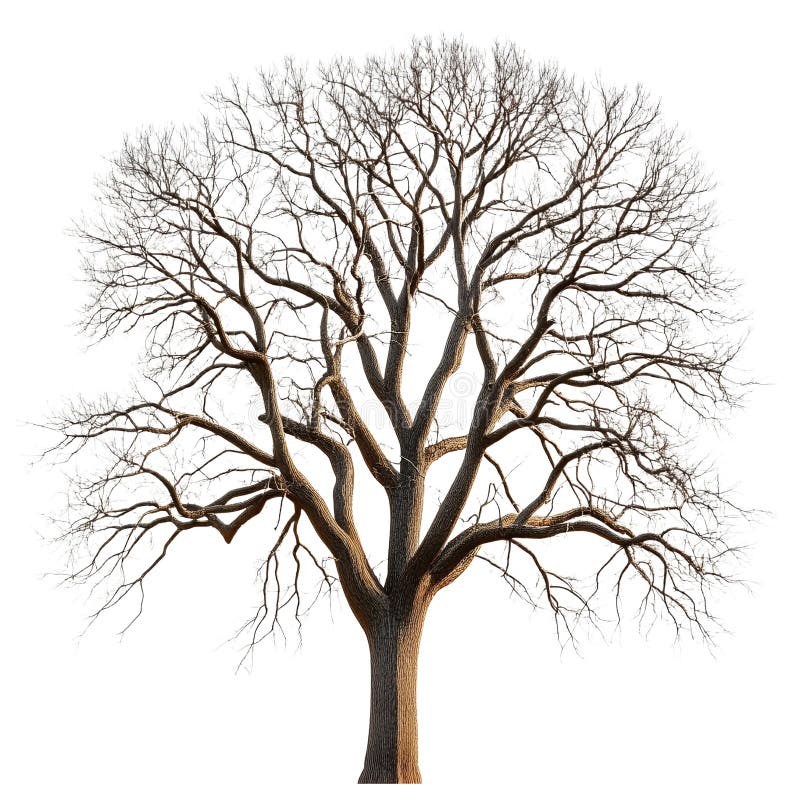 A Bare, Leafless Tree Stands Tall Against a White Background, Its ...