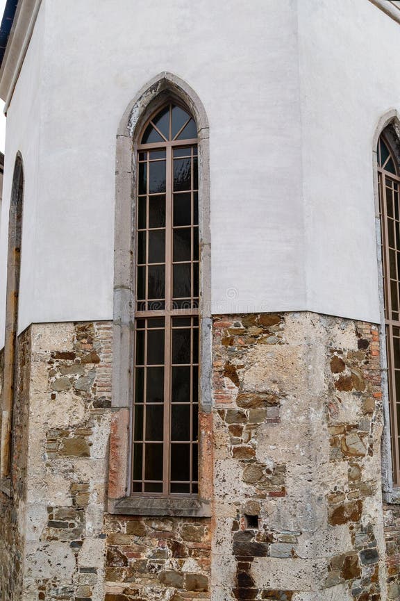 Bare Medieval Masonry and Modern Plaster of an Ancient Wall Editorial ...