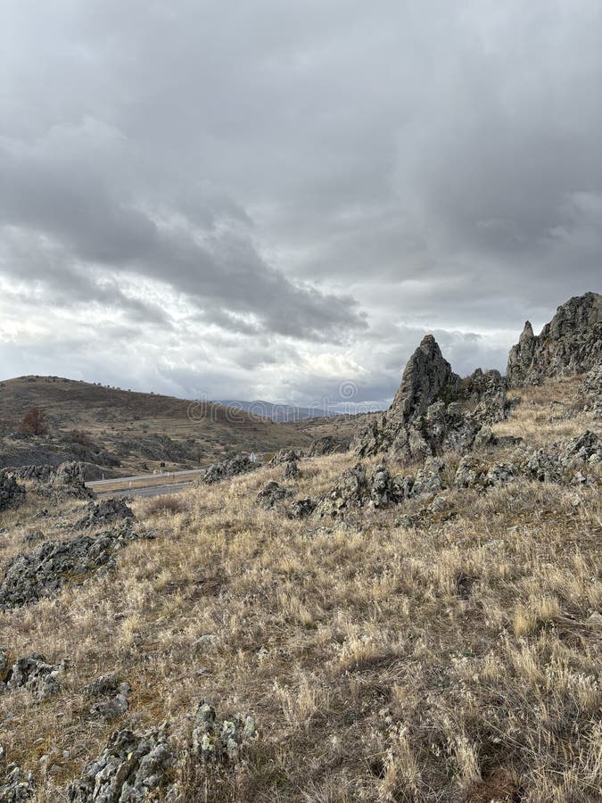 Bare Rocks Cliffs Relief Cloudy Stock Photo - Image of relief, hillside ...