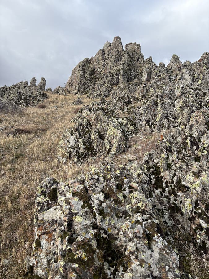 Bare Rocks Cliffs Relief Cloudy Stock Image - Image of countryside ...