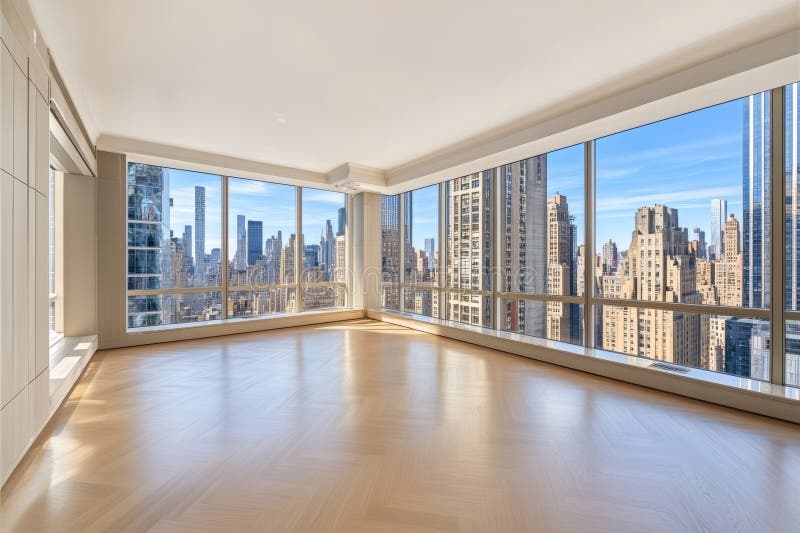 A Bare Room Adorned with Large Windows that Showcase a Broad Vista of ...