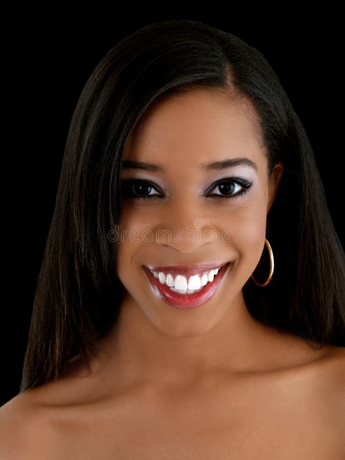 Bare Shoulder Portrait Young Black Woman Smile Stock Photo - Image of ...