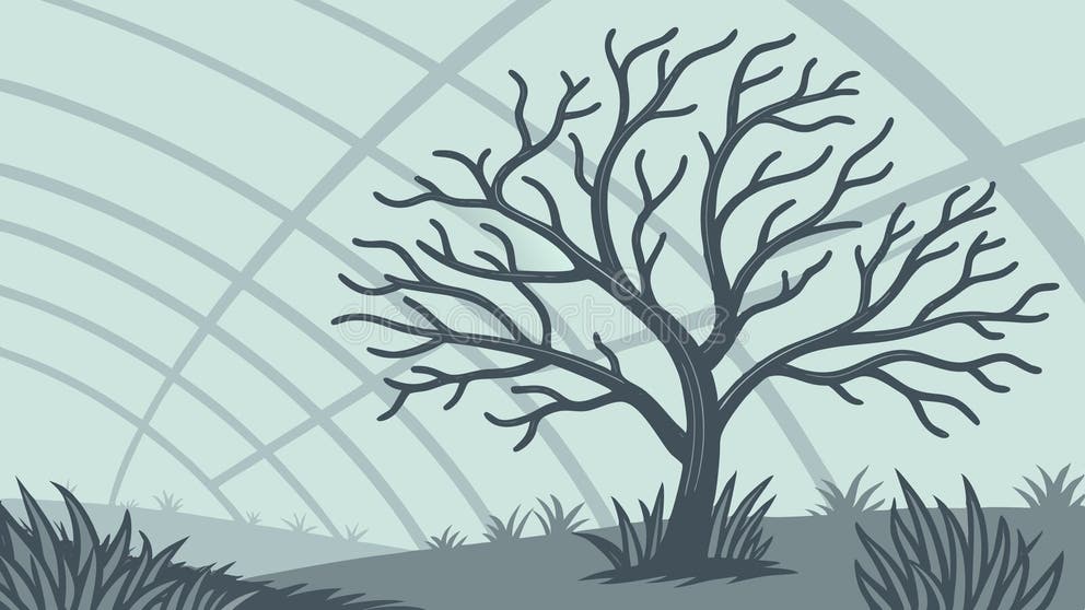 Bare Tree in Abstract Industrial Grid, Nature and Technology, Vector ...