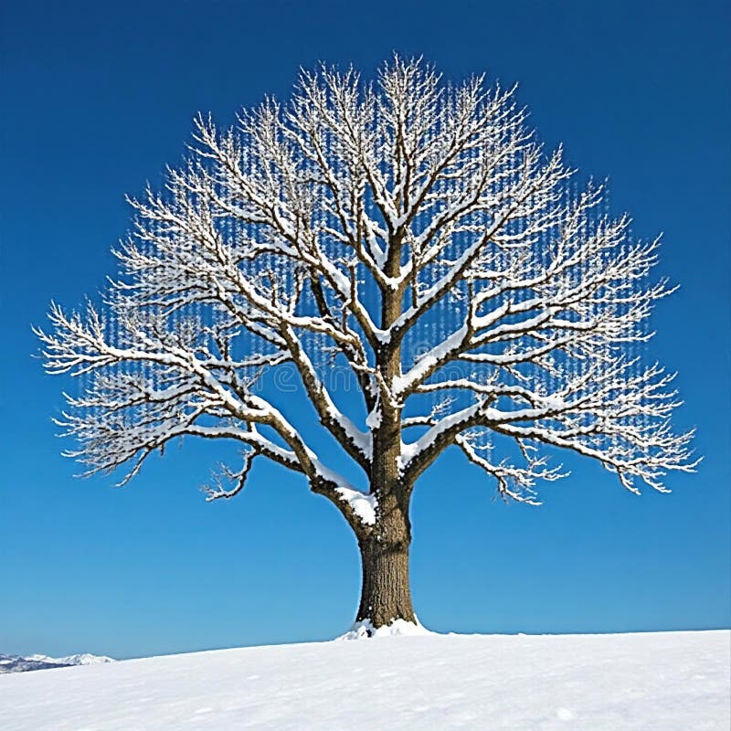 A Bare Tree with Its Limbs Stretched Out in the Snow, Icy, Branches ...