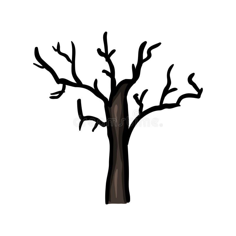Bare Tree - Single Doodle Icon Stock Vector - Illustration of sign ...
