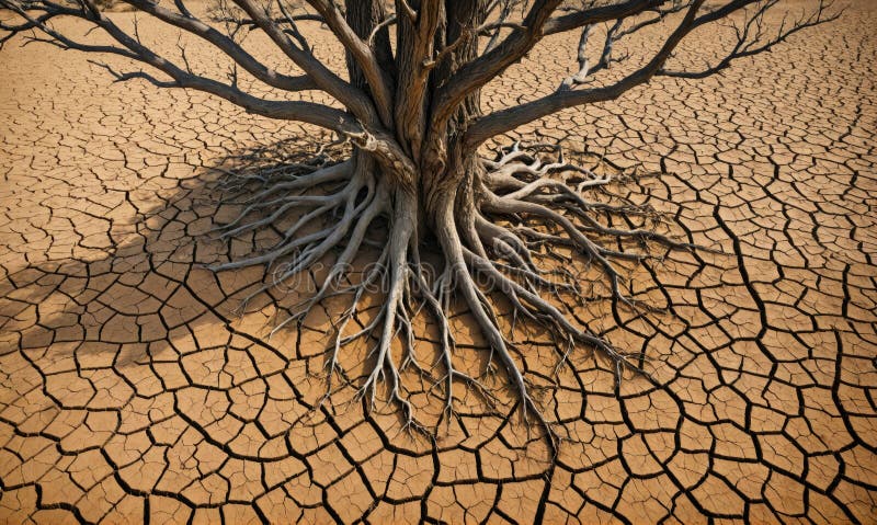 Cracked Earth Visible Roots Barren Landscape Stock Photos - Free ...