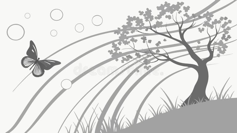 Bare Tree with Swirling Wind and Fields, Vector Design Generative AI ...
