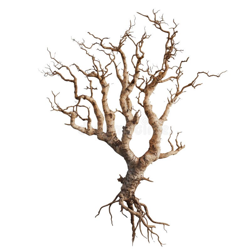 Bare Tree with Twisted Branches Isolated on a Transparent Background ...