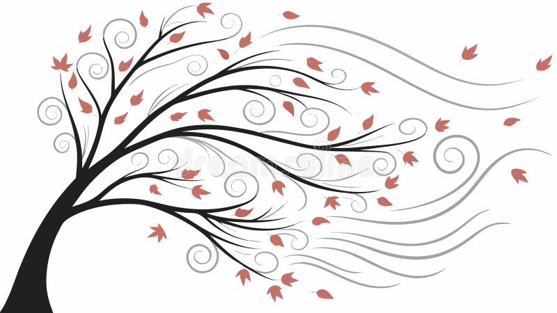 Bare Tree in Wind, Resilience and Nature S Force, Vector Design ...