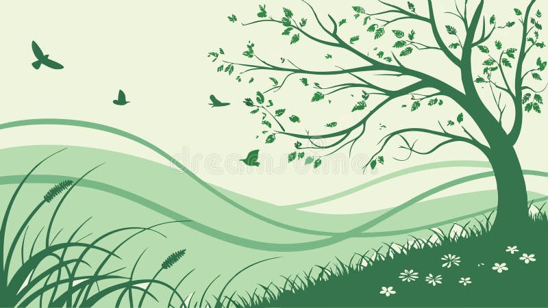 Bare Tree in Windy Landscape, Winter Mood, Vector Design Generative AI Stock Vector ...