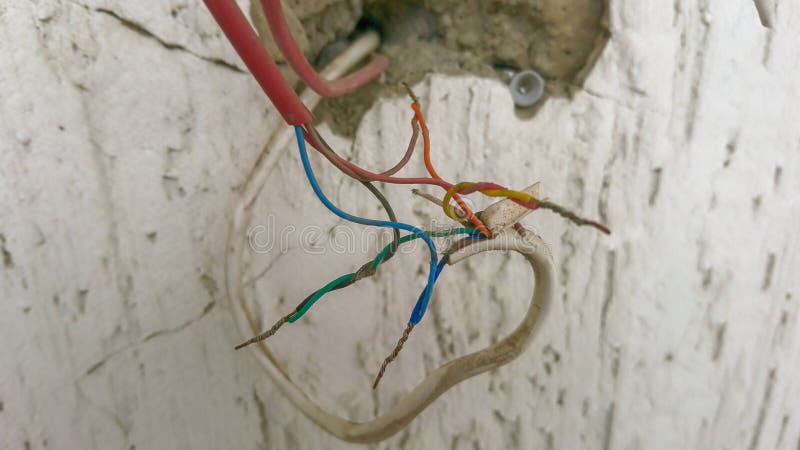 Bare Twisted Wires during Home Wiring Repair Stock Photo - Image of ...