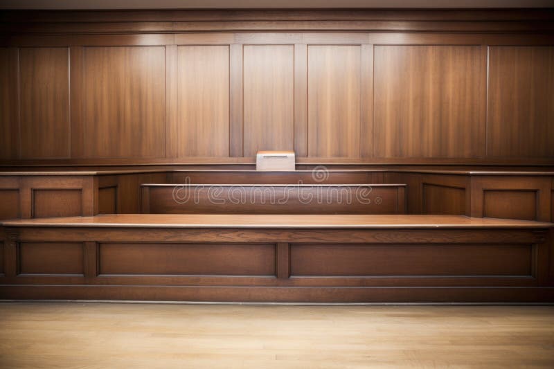 Bare, Wooden Judges Bench in a Courthouse Stock Photo - Image of ...